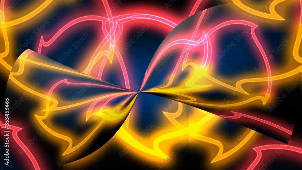 Vidéo Stock Tri-polygon shape with neon glowing lights and moving, the ...