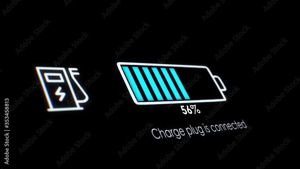 The battery indicator shows it fills up to 100%. Electric Car Battery ...