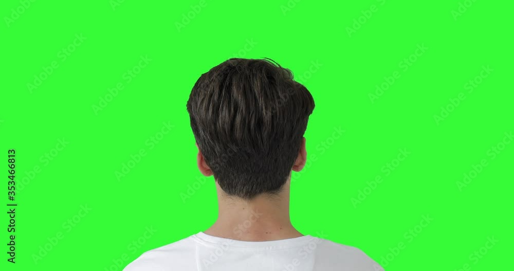 Head Shot of Man On Green Screen. Male Head isolated on green screen ...
