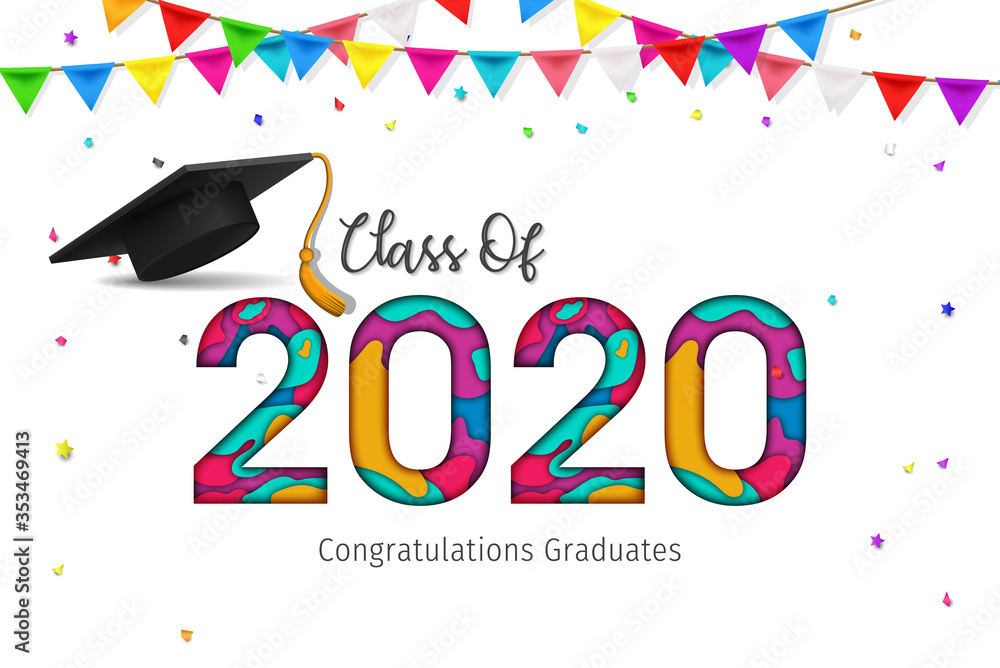 2020 Graduation with Cap Vector. Class of 2020 Year Graduation Banner ...