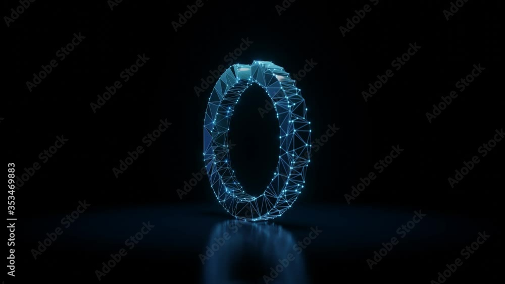 Vidéo Stock 3d rendering seamless loop 4k rotation wireframe neon glowing symbol of circle notch ...