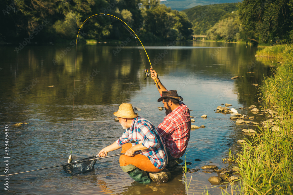 Men bearded fishermen. Happiest man. Fishman crocheted spin into the ...