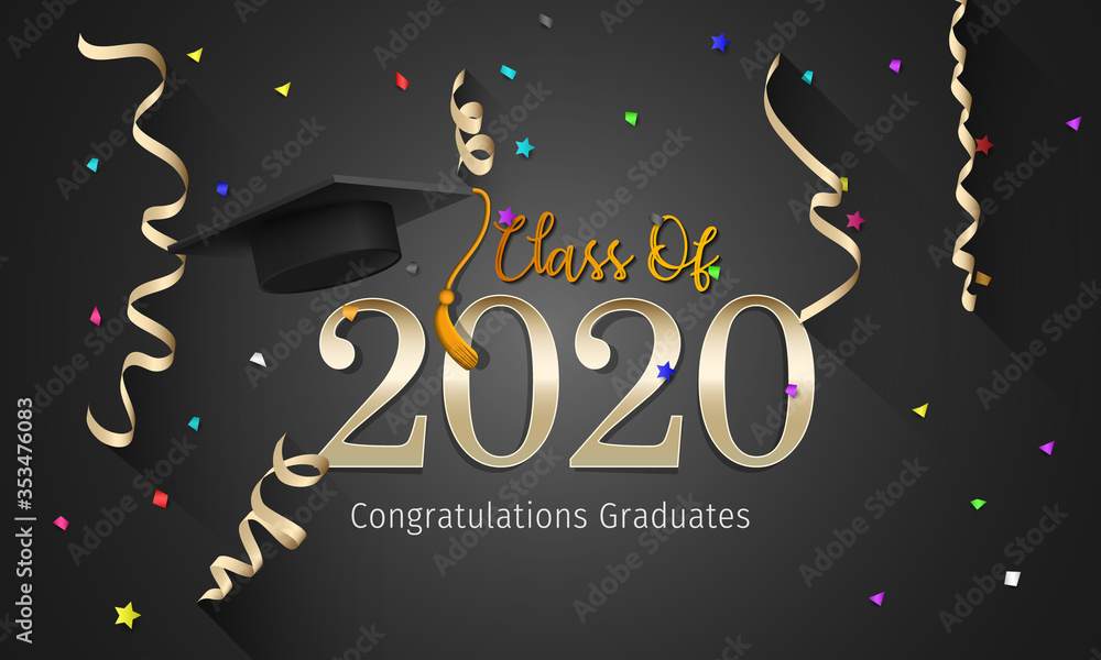 2020 Graduation with Cap Vector. Class of 2020 Year Graduation Banner ...