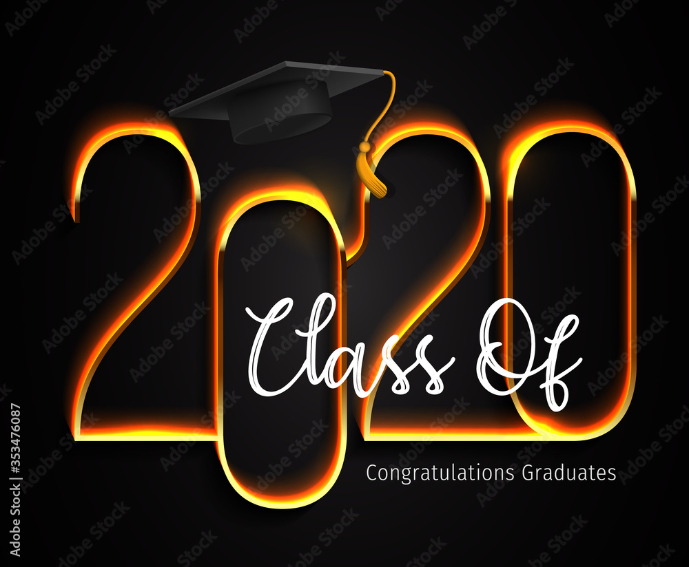 2020 Graduation with Cap Vector. Class of 2020 Year Graduation Banner ...
