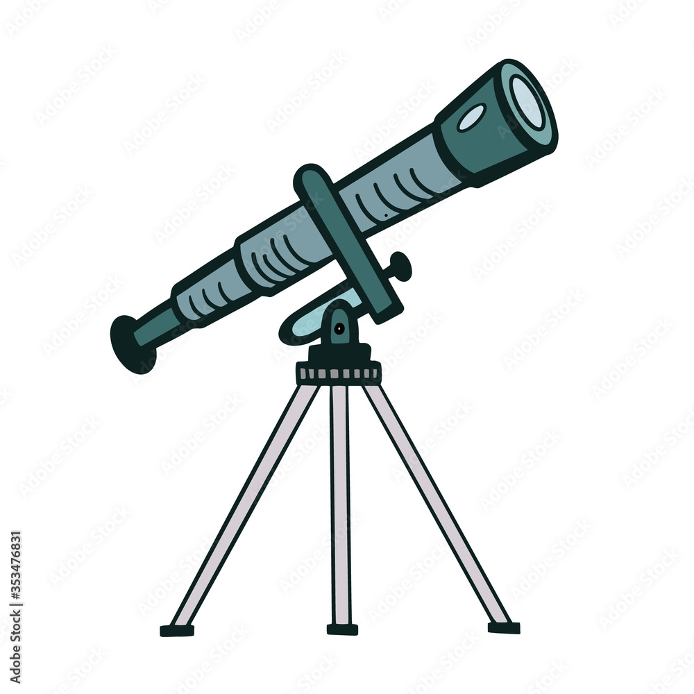 Telescope. Vector color illustration. Cartoon style drawing Stock ...