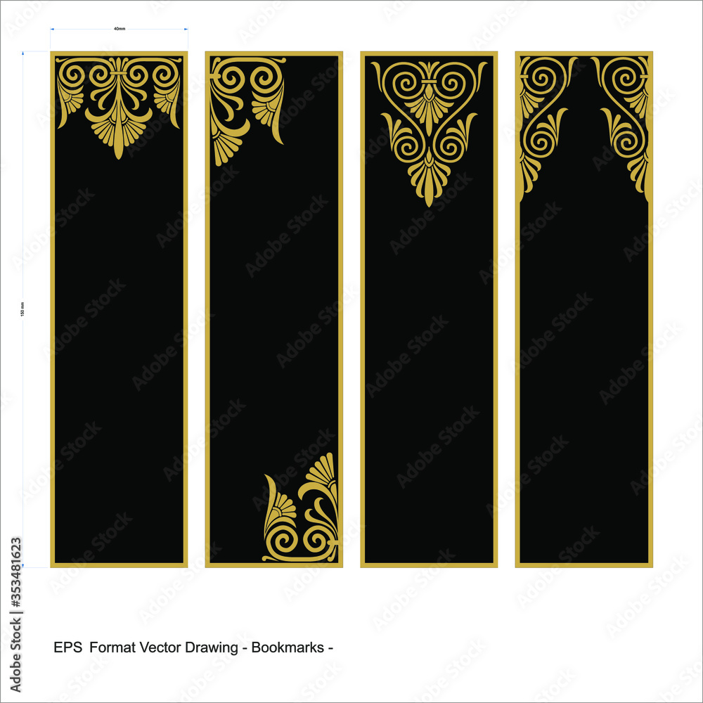 Vector set of ornate vertical Bookmark cards in Ottoman style. It can ...