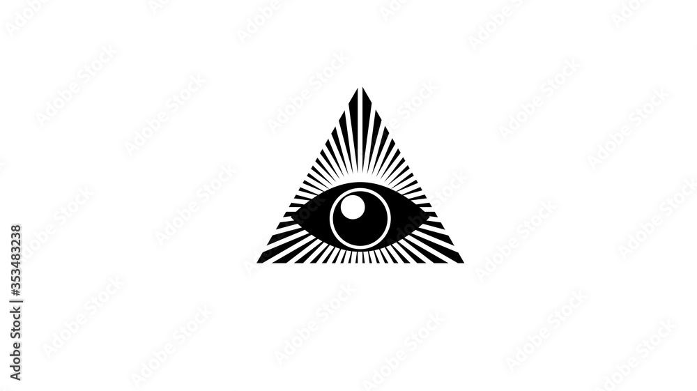 Eye of Providence. Masonic symbol. All seeing eye inside triple moon ...