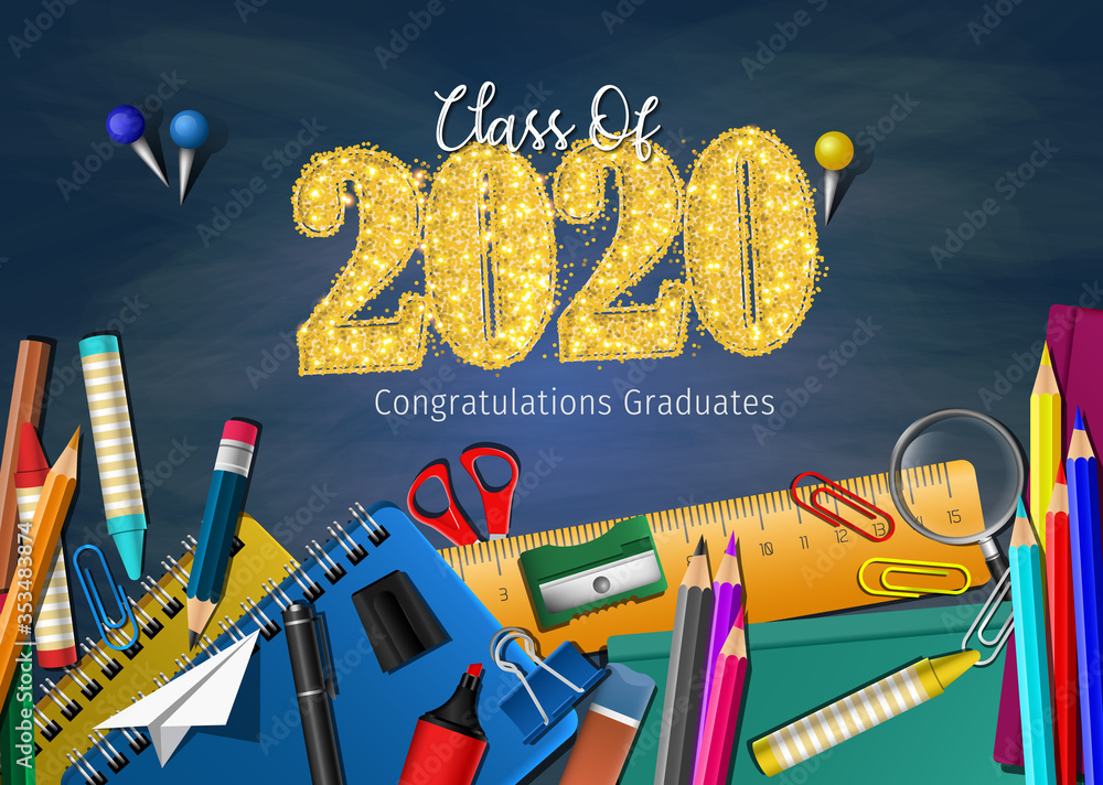2020 Graduation with Cap Vector. Class of 2020 Year Graduation Banner ...