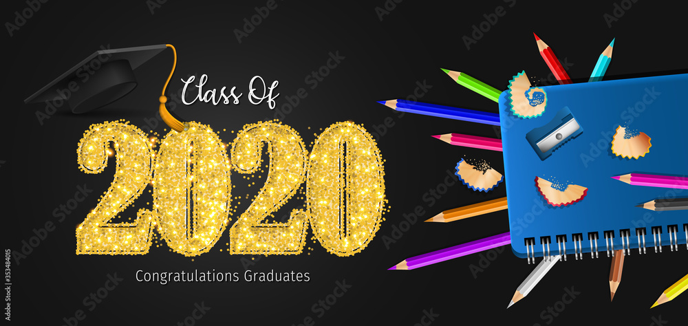 2020 Graduation with Cap Vector. Class of 2020 Year Graduation Banner ...