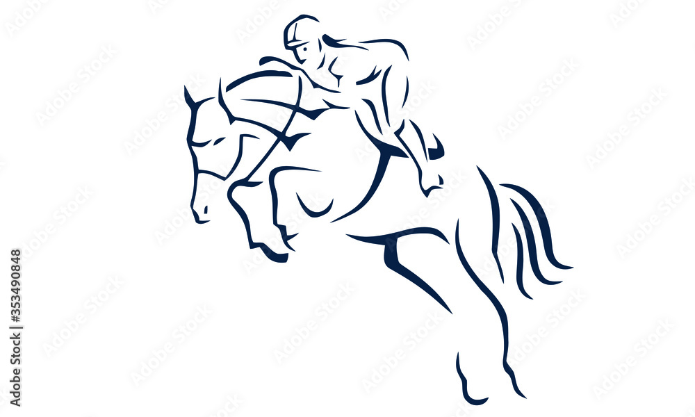 vector illustration of a horse and horse rider Stock Vector | Adobe Stock