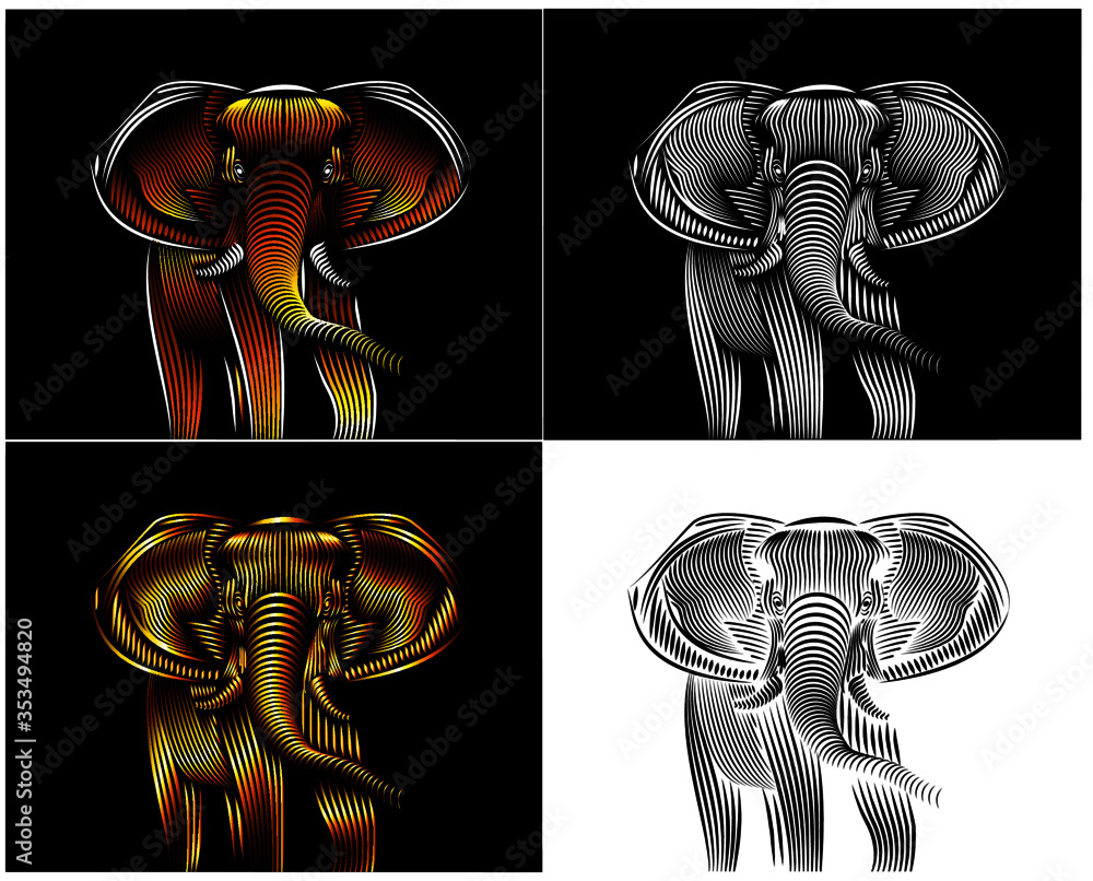 elephant vector line art for t-shirt or logo designs Stock Vector ...