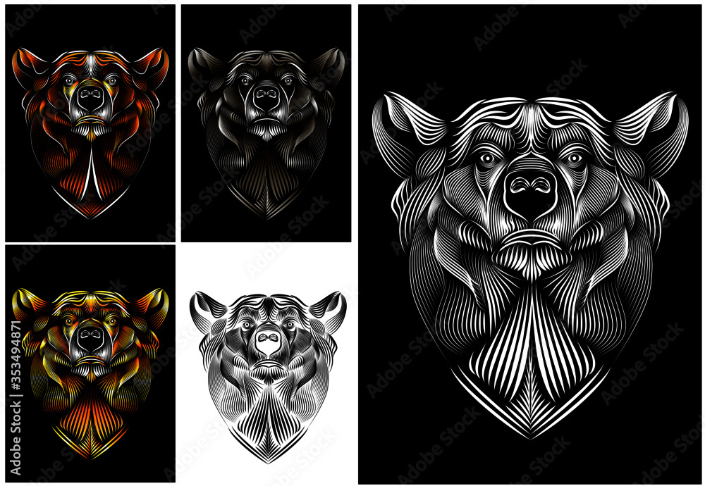 bear vector line art for t-shirt or logo designs Stock Vector | Adobe Stock