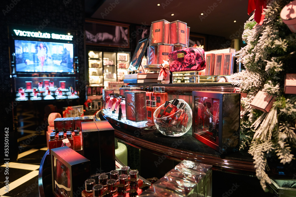 HONG KONG - CIRCA NOVEMBER, 2016: goods on display at Victoria's Secret ...