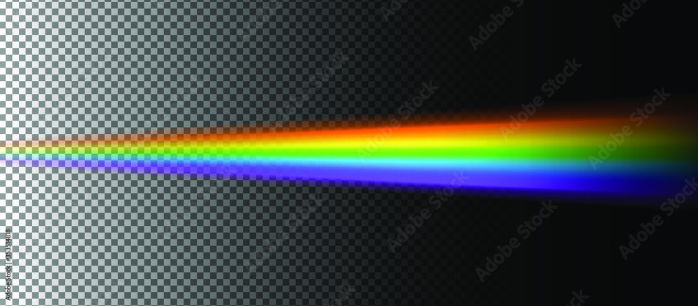 Rainbow beam on transparent background. Vector realistic illustration ...