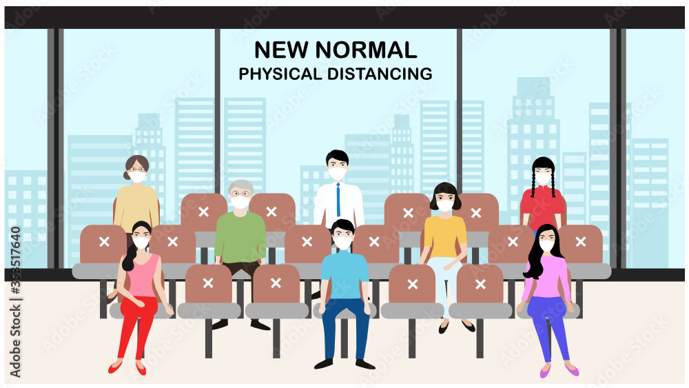 New normal in physical distancing people keep distance from each other ...