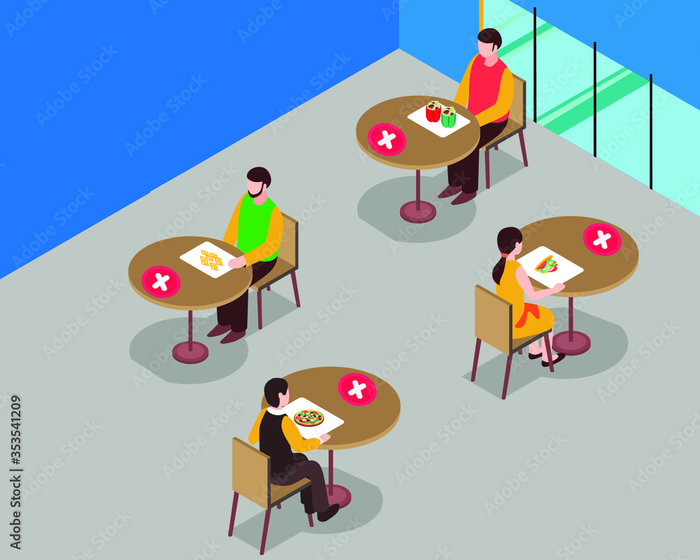 Social distance at Cafeteria for covid 19 disease. Poster for cafeteria ...