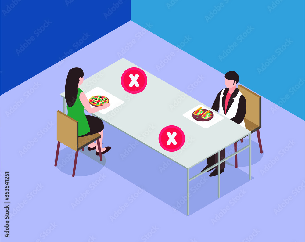 Social distance at Cafeteria for covid 19 disease. Poster for cafeteria ...