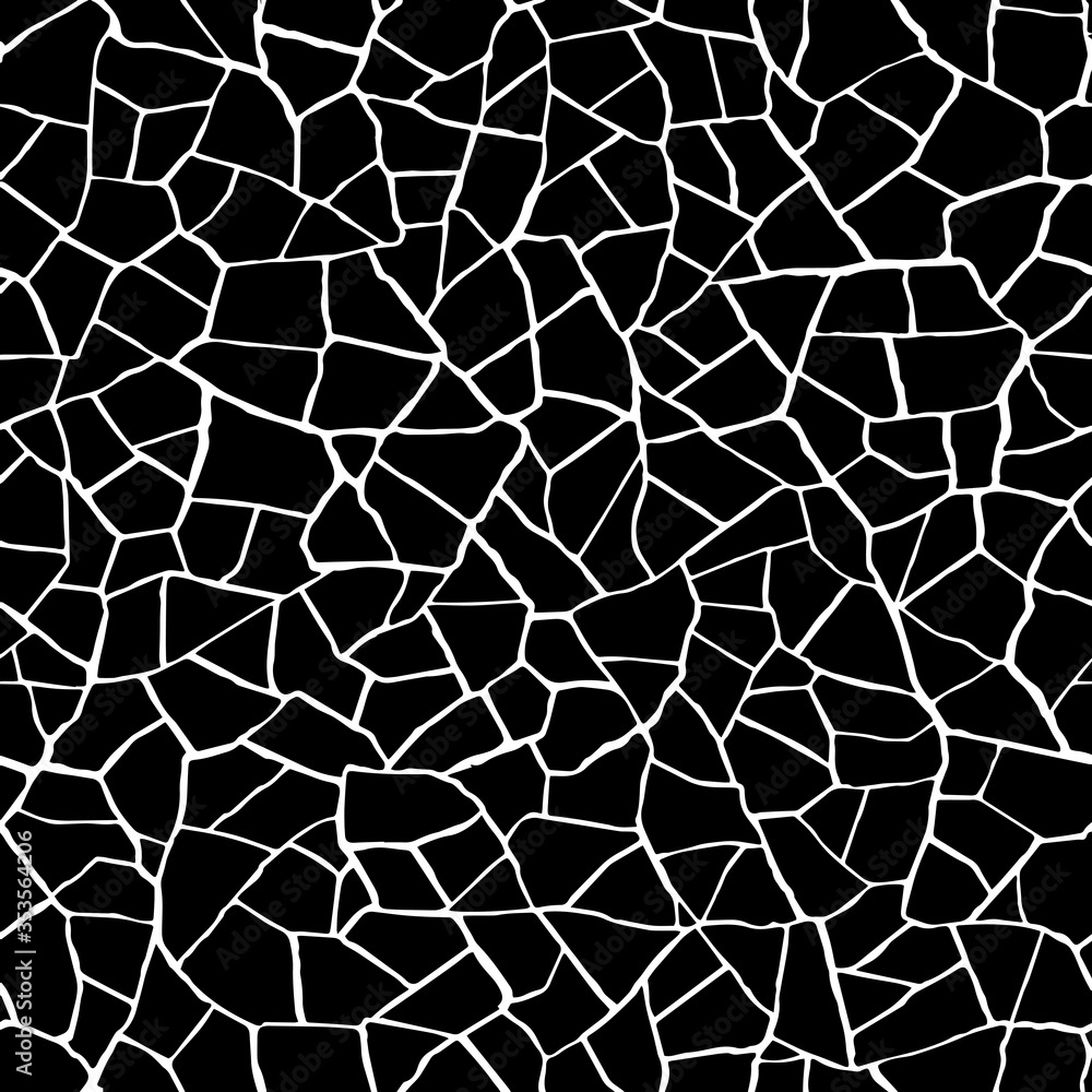 Seamless pattern.The cracks texture white and black. Vector background ...