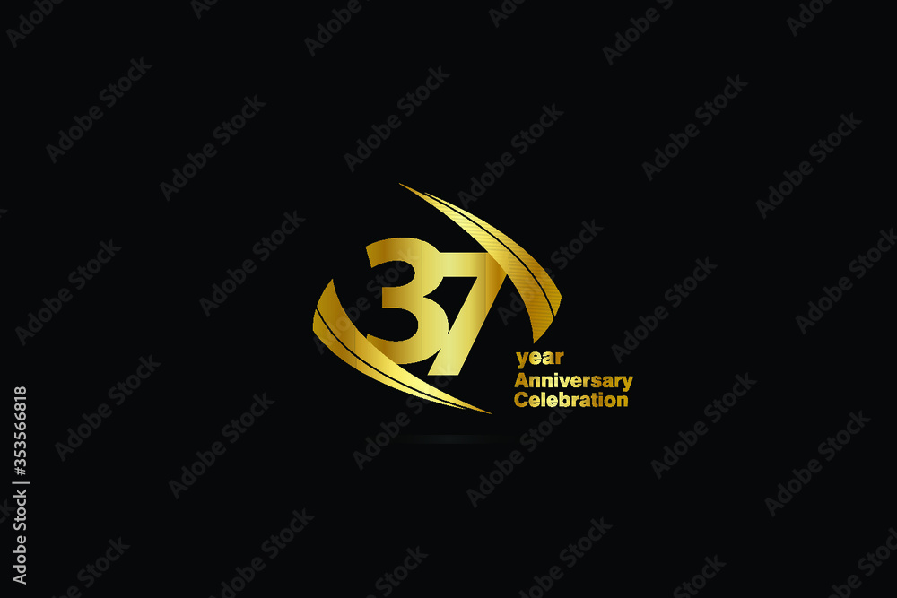 37 year minimalist logo years, jubilee, greeting card. Birthday ...