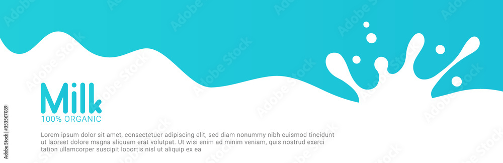 Milk minimal poster. Modern background with organic splash. Milk and ...