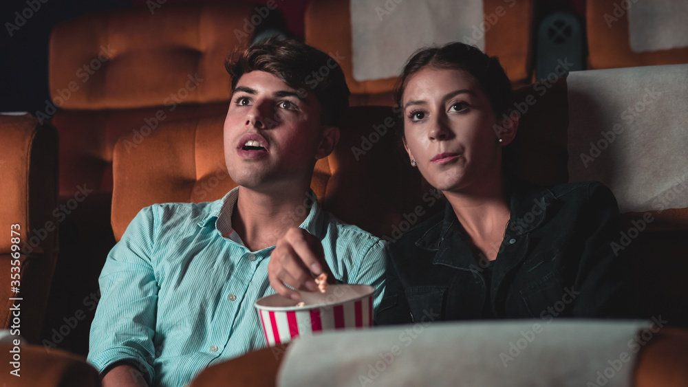 People audience watching movie in the movie theater cinema. Group ...