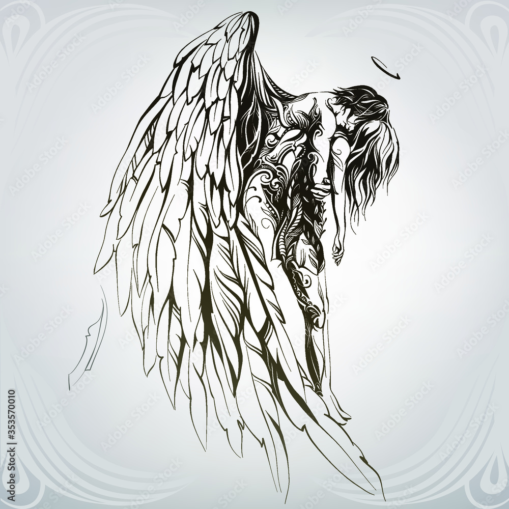 Rescue by an angel. Vector illustration Stock Vector | Adobe Stock