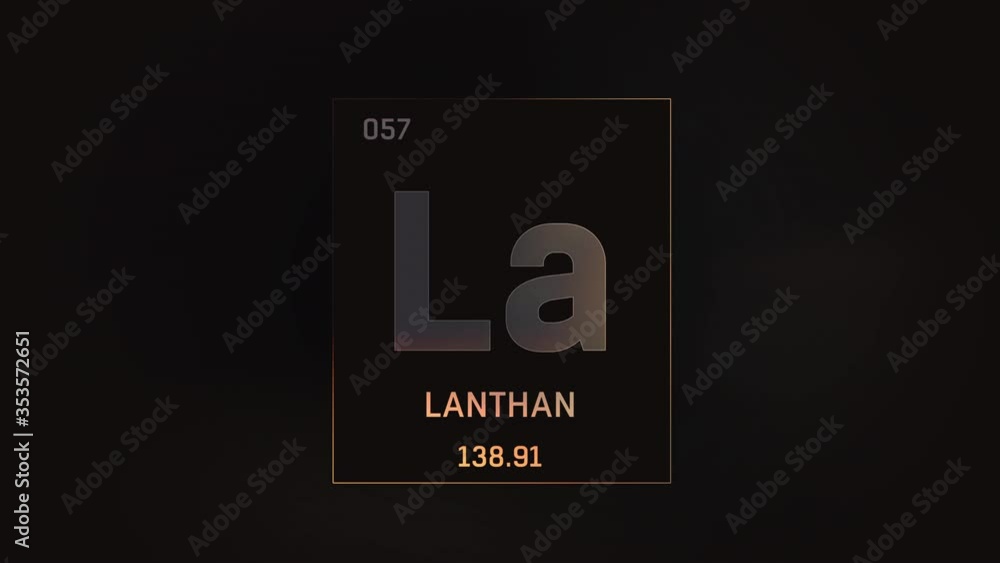 Lanthanum as Element 57 of the Periodic Table. Seamlessly looping 3D ...
