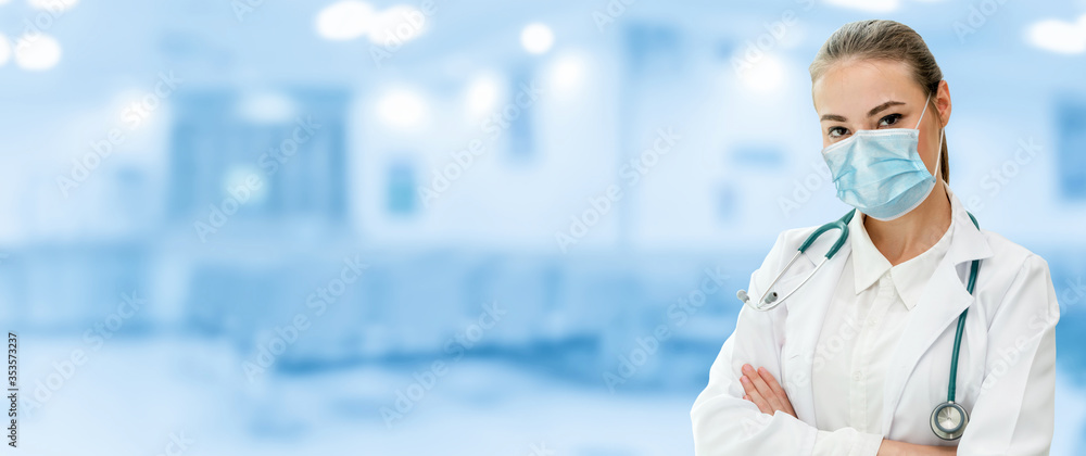 Doctor wear face mask in hospital protect from coronavirus disease or ...