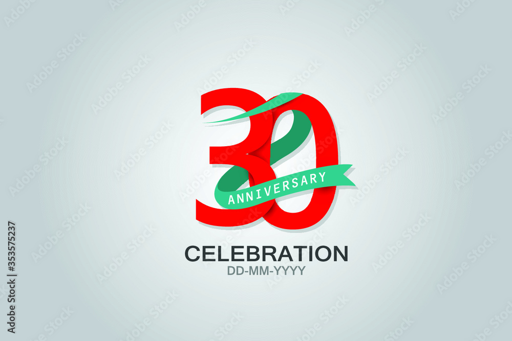 30 year anniversary blue ribbon celebration logotype. anniversary logo ...