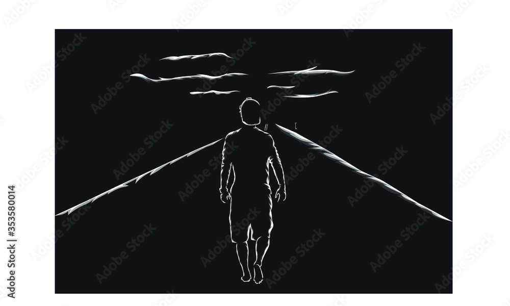 Alone Vexel Vector Art Landscope Stock Vector | Adobe Stock