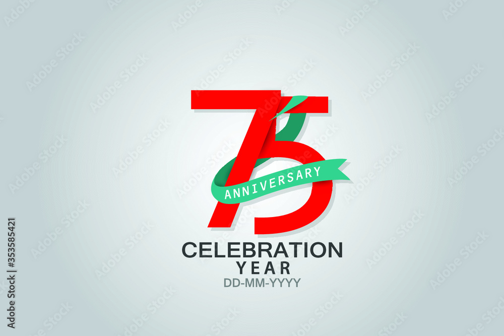75 years anniversary blue ribbon celebration logotype. anniversary logo ...