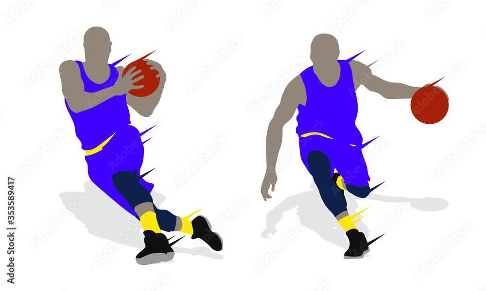 Basketball player shape silhouette vector set action pose Stock Vector ...