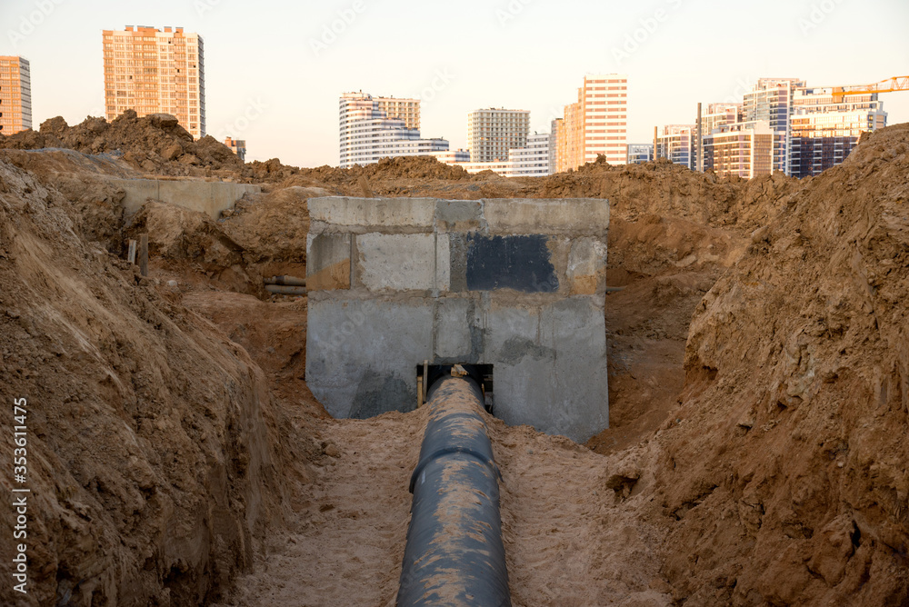 Construction of stormwater pits, sanitary sewer system distribution ...