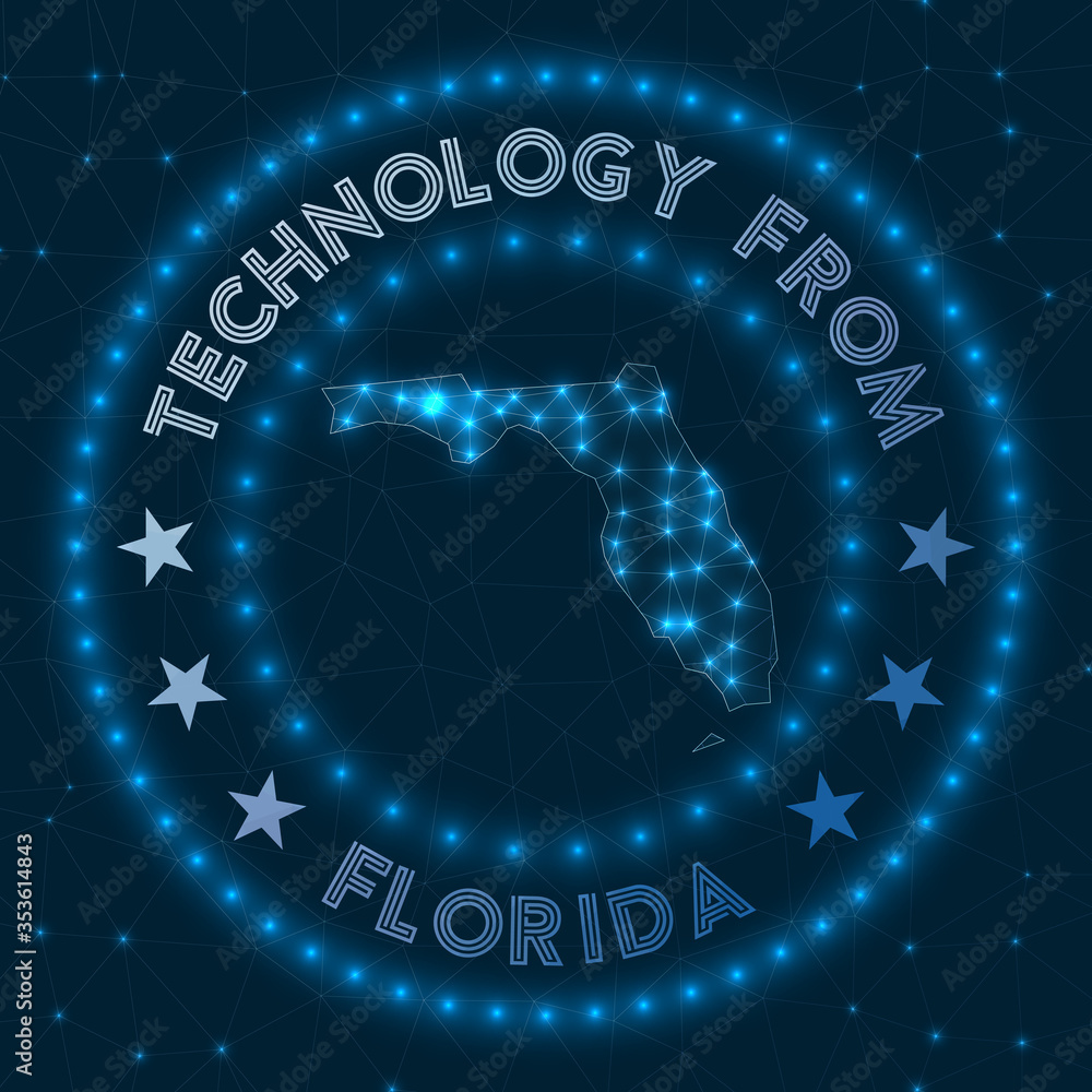 Technology From Florida. Futuristic geometric badge of the us state ...