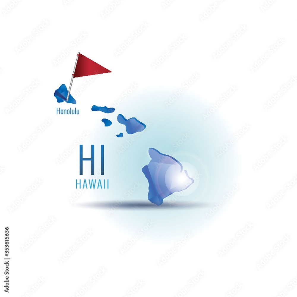 Hawaii map with capital city Stock Vector | Adobe Stock