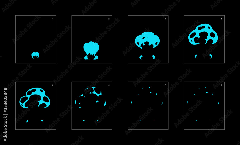 Vetor de Water explosion effect. Explosion Animation effect. Animation ...