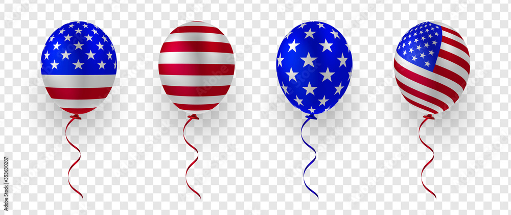 Set of balloon with USA flag vector decorative elements Stock Vector ...