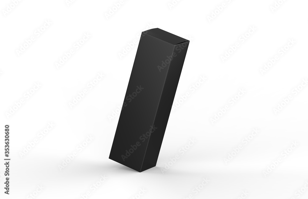 Tall black paper box mock up template on isolated white background ...