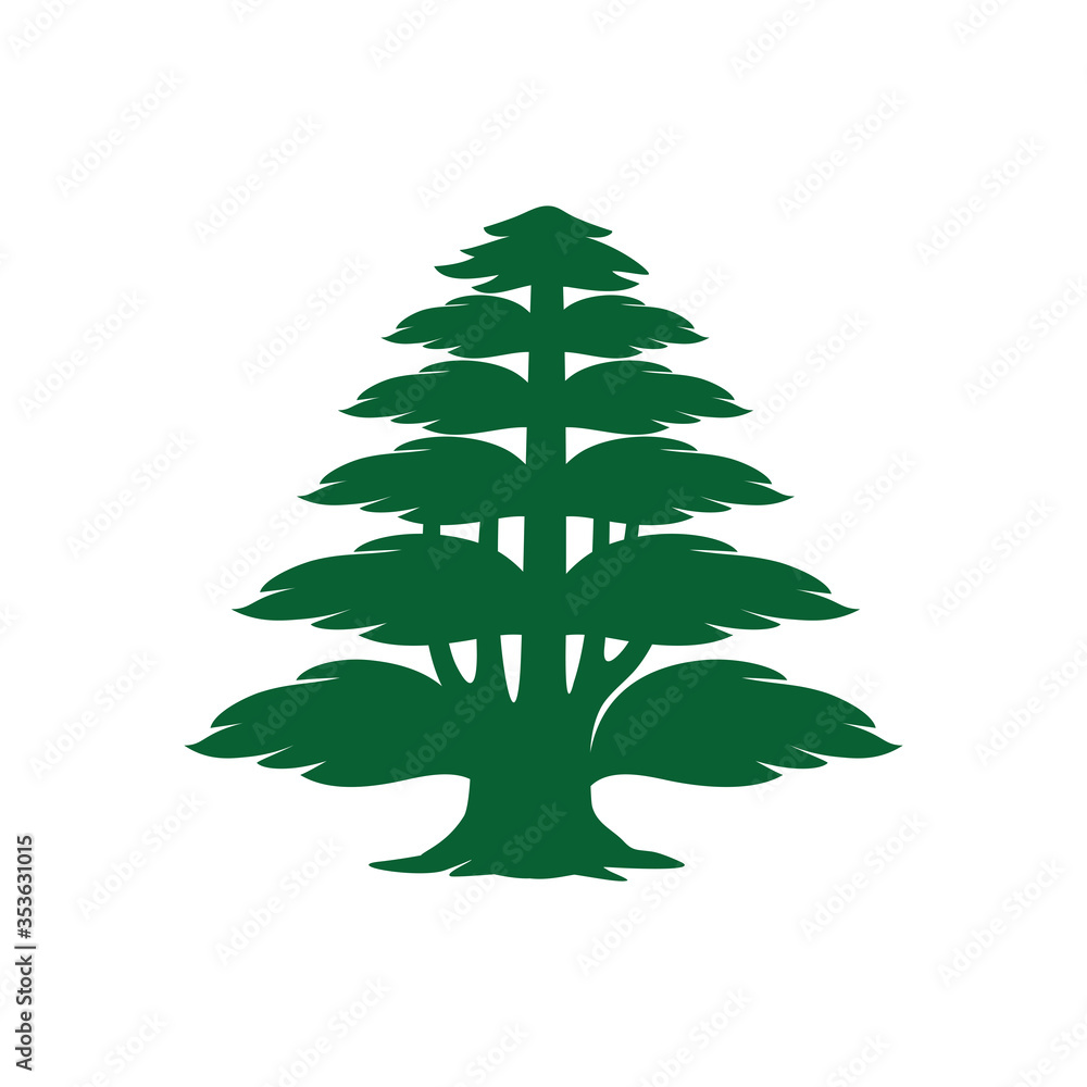 Vector silhouette of the cedar of Lebanon isolated on white background ...
