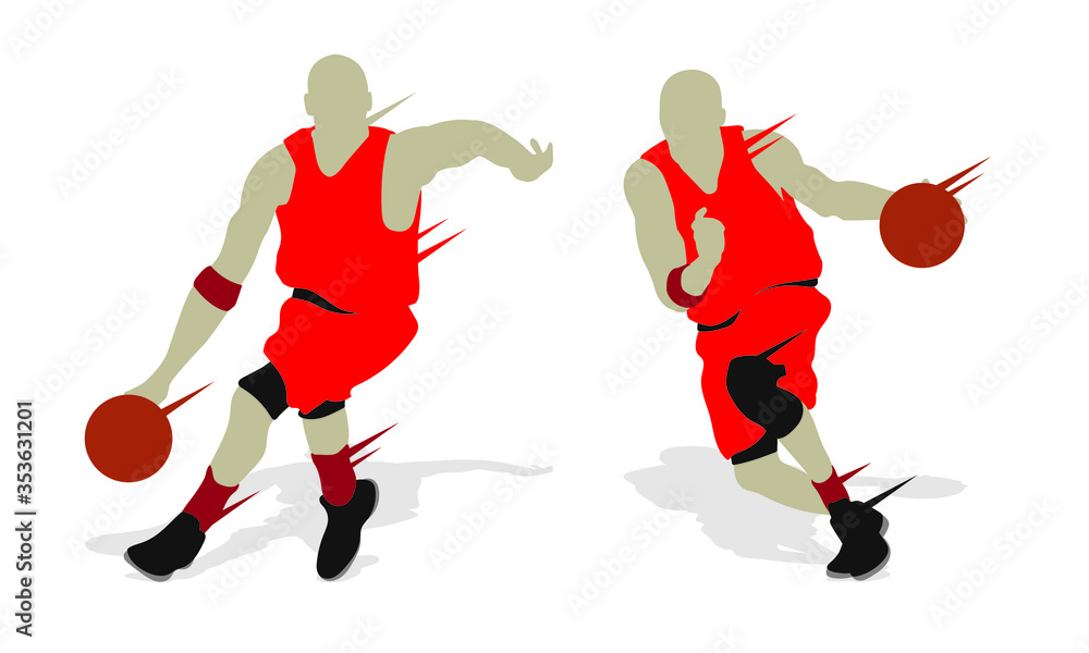 Basketball player shape silhouette vector set action pose Stock Vector ...