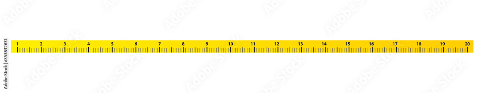 20 inches measure tape with yellow and black color. Real size vector ...