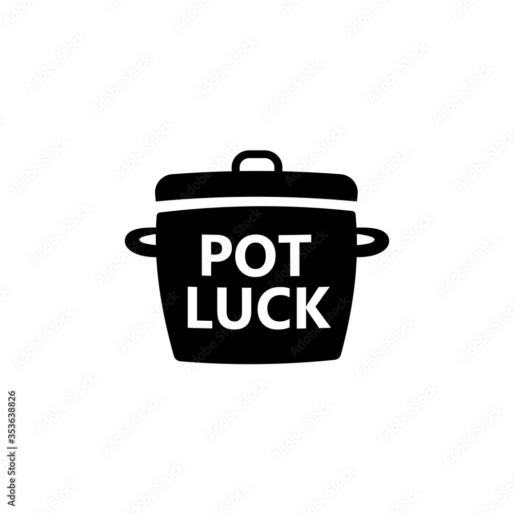 Potluck party silhouette icon. Clipart image isolated on white ...