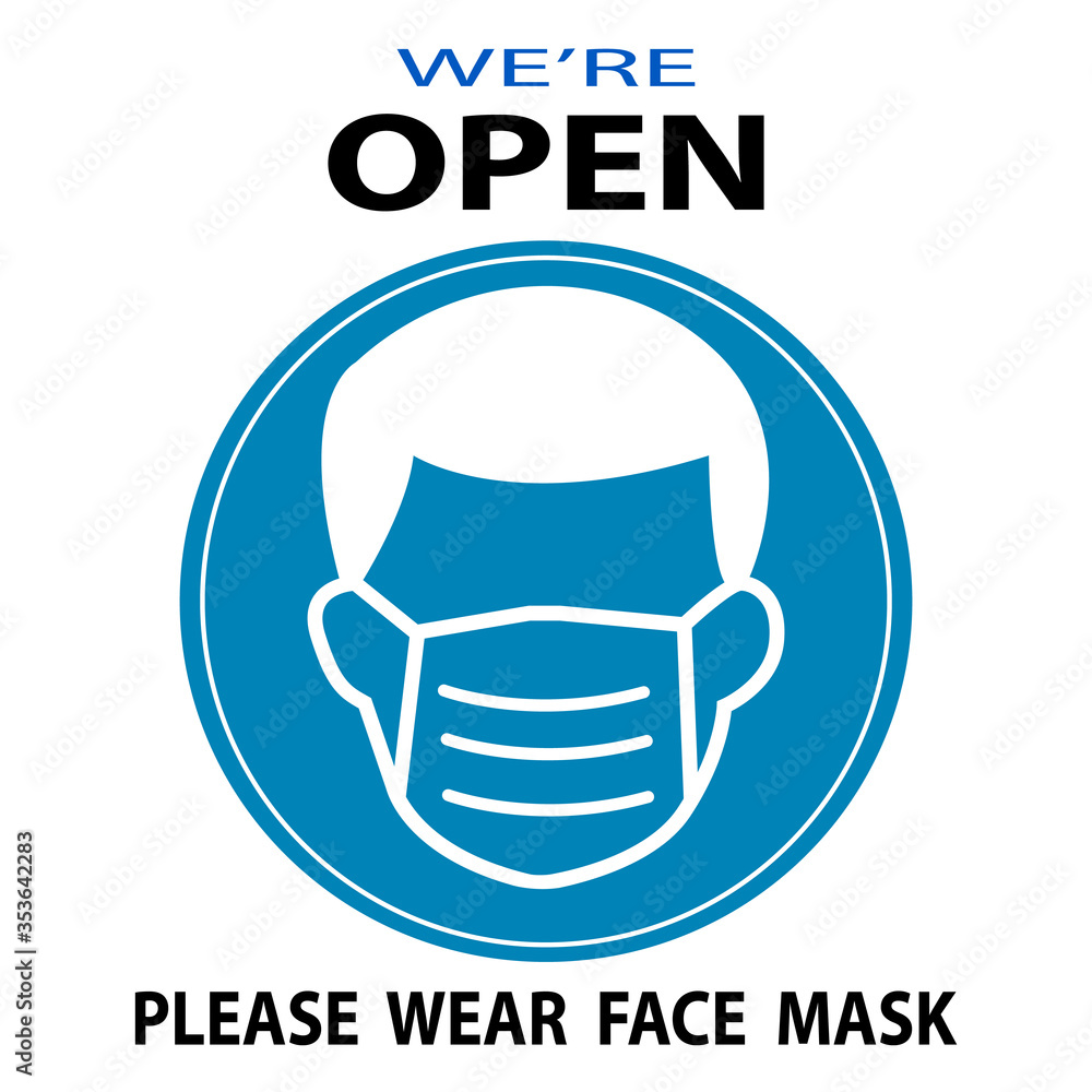 we're Open again after quarantine, illustration of business owner ...