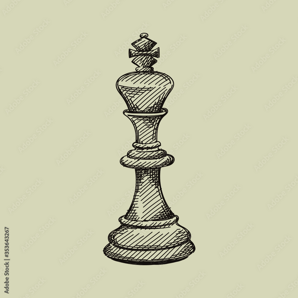 Hand-drawn sketch of King chess piece. Chess pieces. Chess. Check mate ...