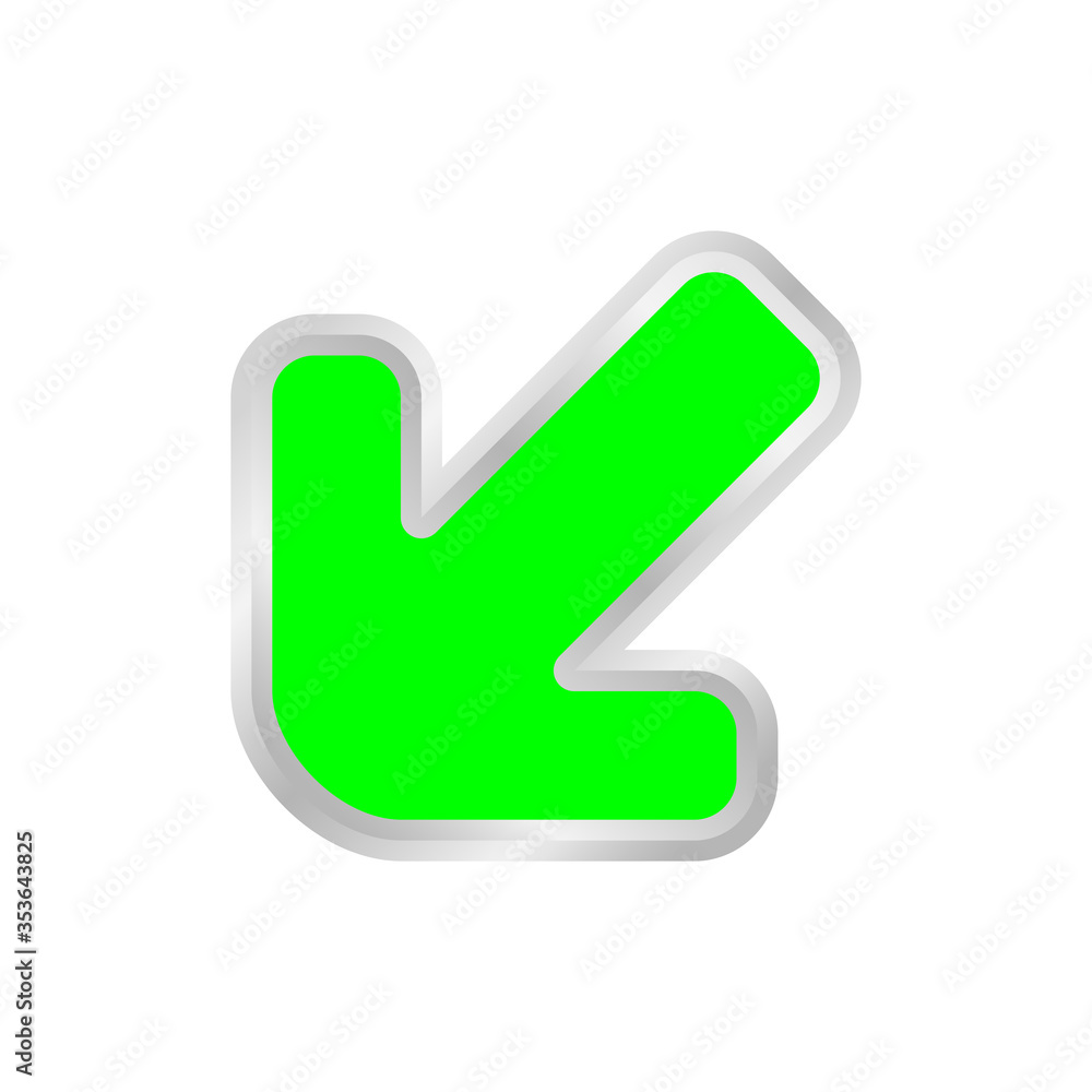 green arrow pointing left down, clip art green arrow icon pointing for ...