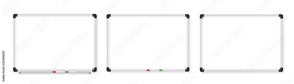 Empty white marker board on white background. Realistic office ...