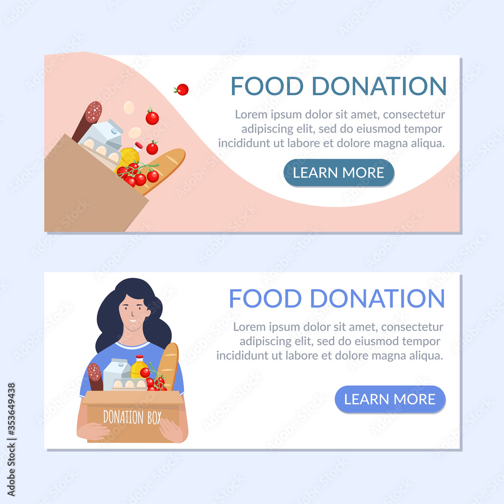 Donation and volunteers work concept vector illustration. Young woman ...
