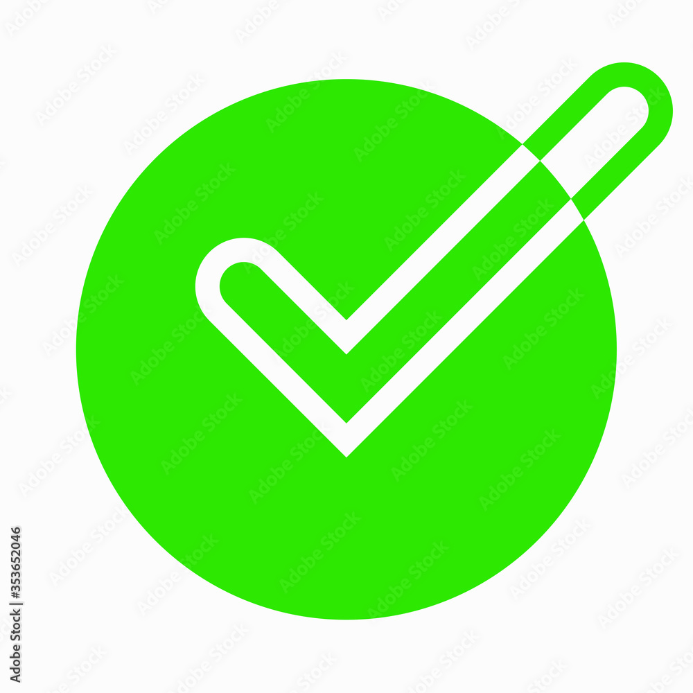 Vetor de Ok vector icon. Flat green symbol. Check mark icon design ...