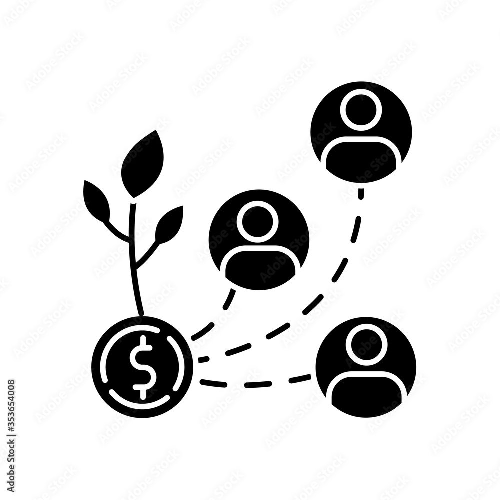 Stakeholder black glyph icon. investment in organization. Business ...