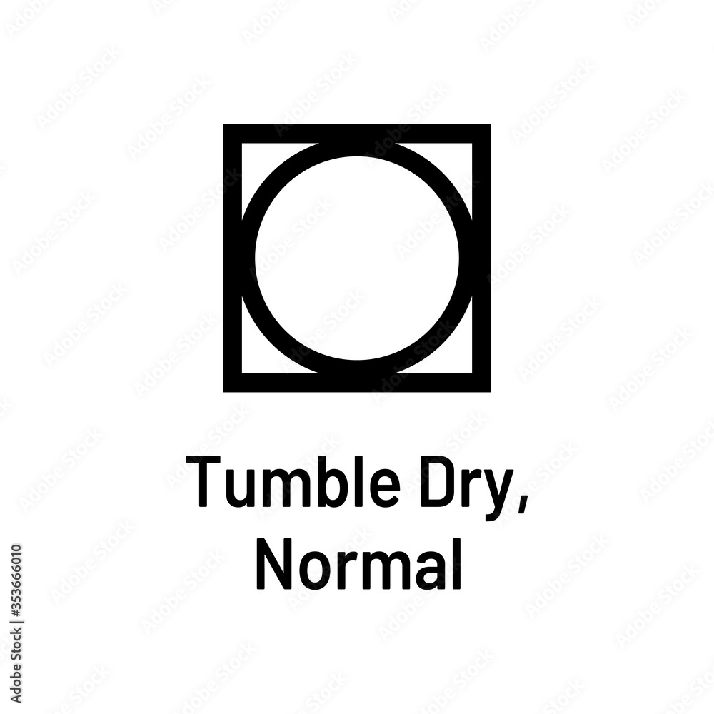 Laundry icon with text isolated on white background. Tumble dry normal ...